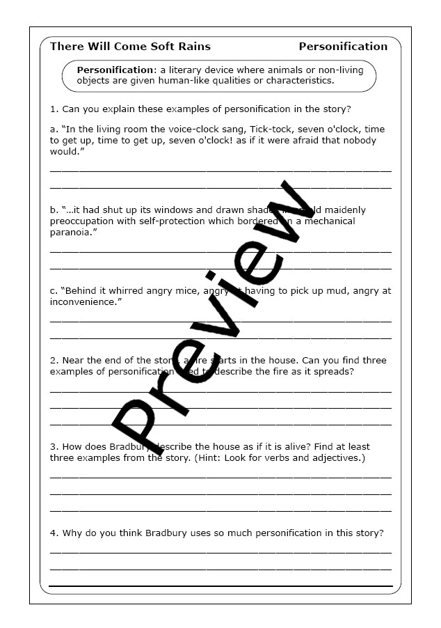 Ray Bradbury "There Will Come Soft Rains" worksheets | Made By Teachers