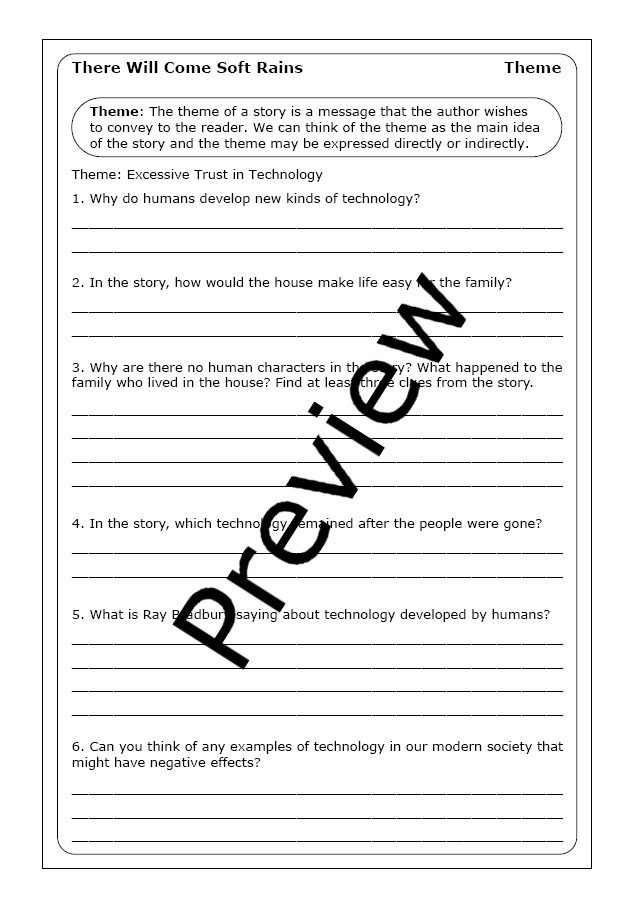 Ray Bradbury "There Will Come Soft Rains" worksheets | Made By Teachers