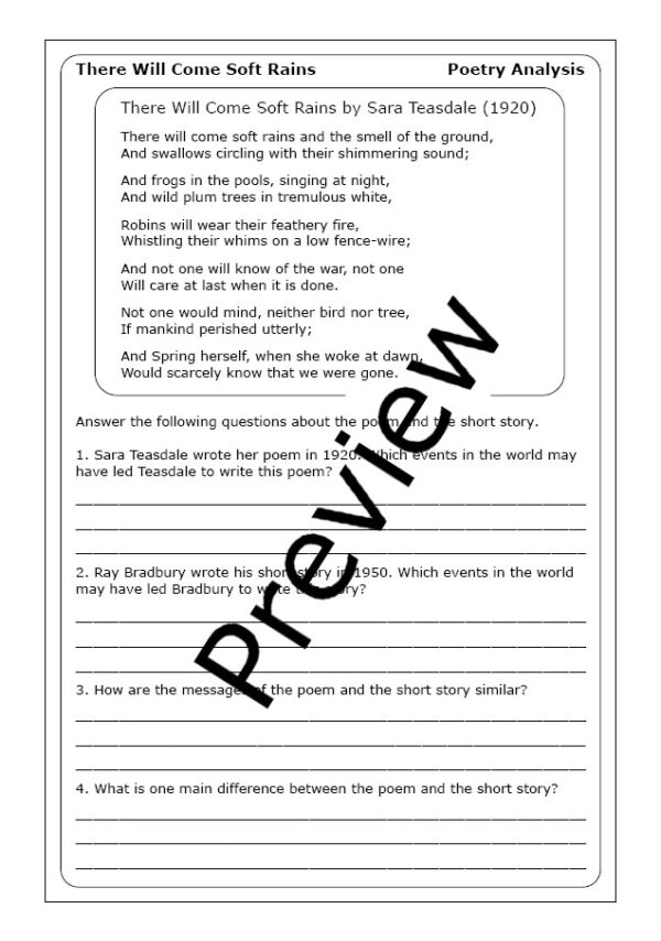 Ray Bradbury "There Will Come Soft Rains" worksheets | Made By Teachers