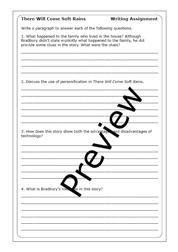 Ray Bradbury "There Will Come Soft Rains" worksheets | Made By Teachers