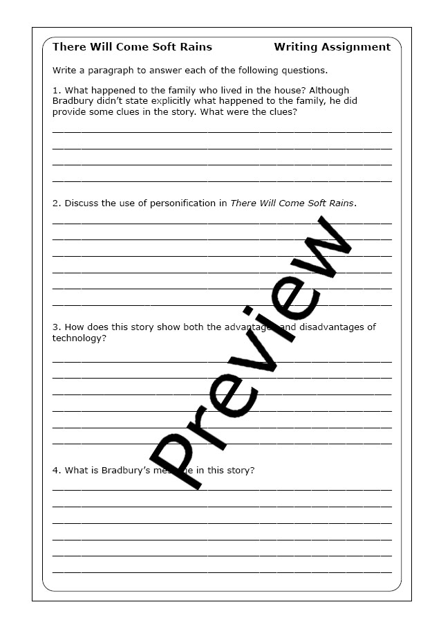 Ray Bradbury "There Will Come Soft Rains" worksheets | Made By Teachers