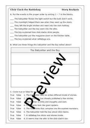 Neil Gaiman "Click-Clack the Rattlebag" worksheets | Made By Teachers