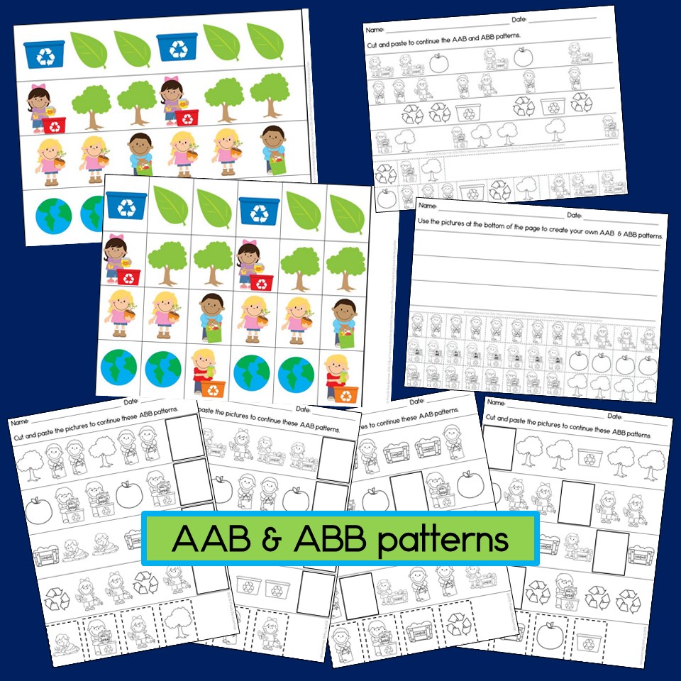 Earth Day | Conservation Math Center with AB, ABC, AAB & ABB patterns ...