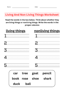 science living and non living things worksheet for grade 1, 2, 3, 4 ...