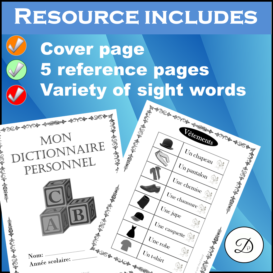 Mon dictionnaire personnel - French Personal Dictionary | Made By Teachers