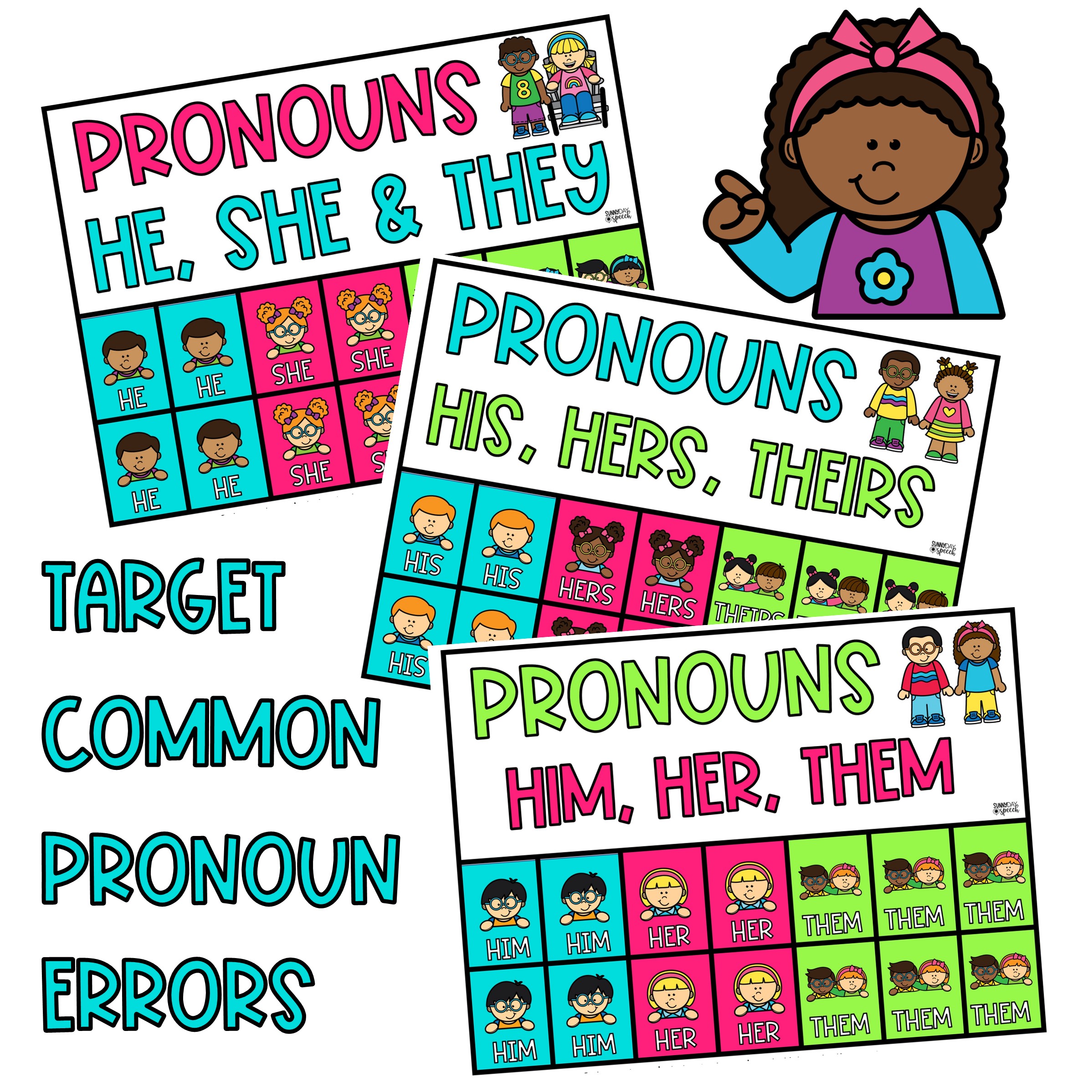 Personal Pronouns Flip Books He She They His Hers Theirs Him Her Them ...