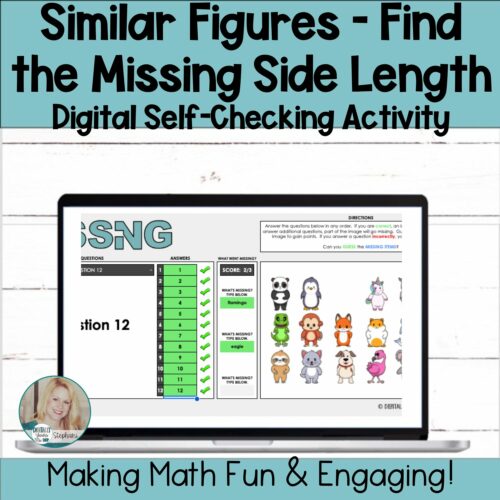 Similar Figures - Find the Missing Side Length - Self-Checking Digital ...