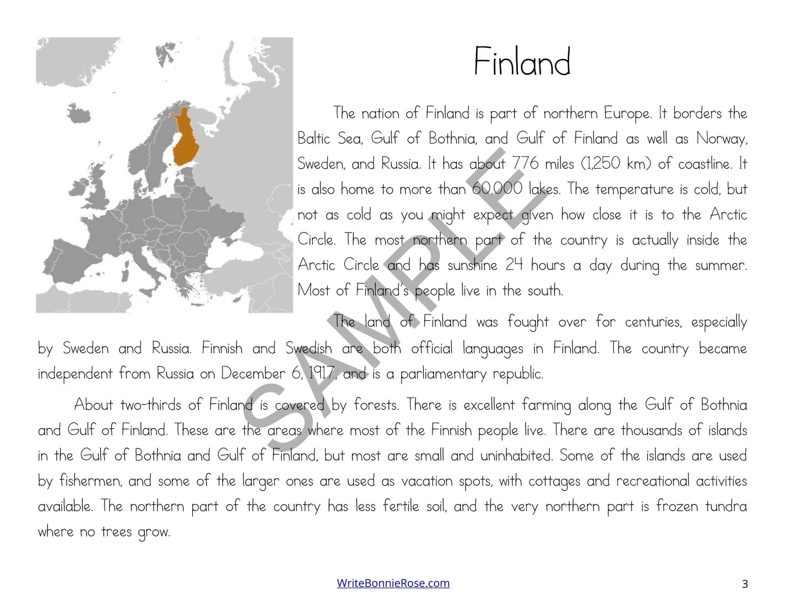My Book About Finland with Cursive Copywork | Made By Teachers
