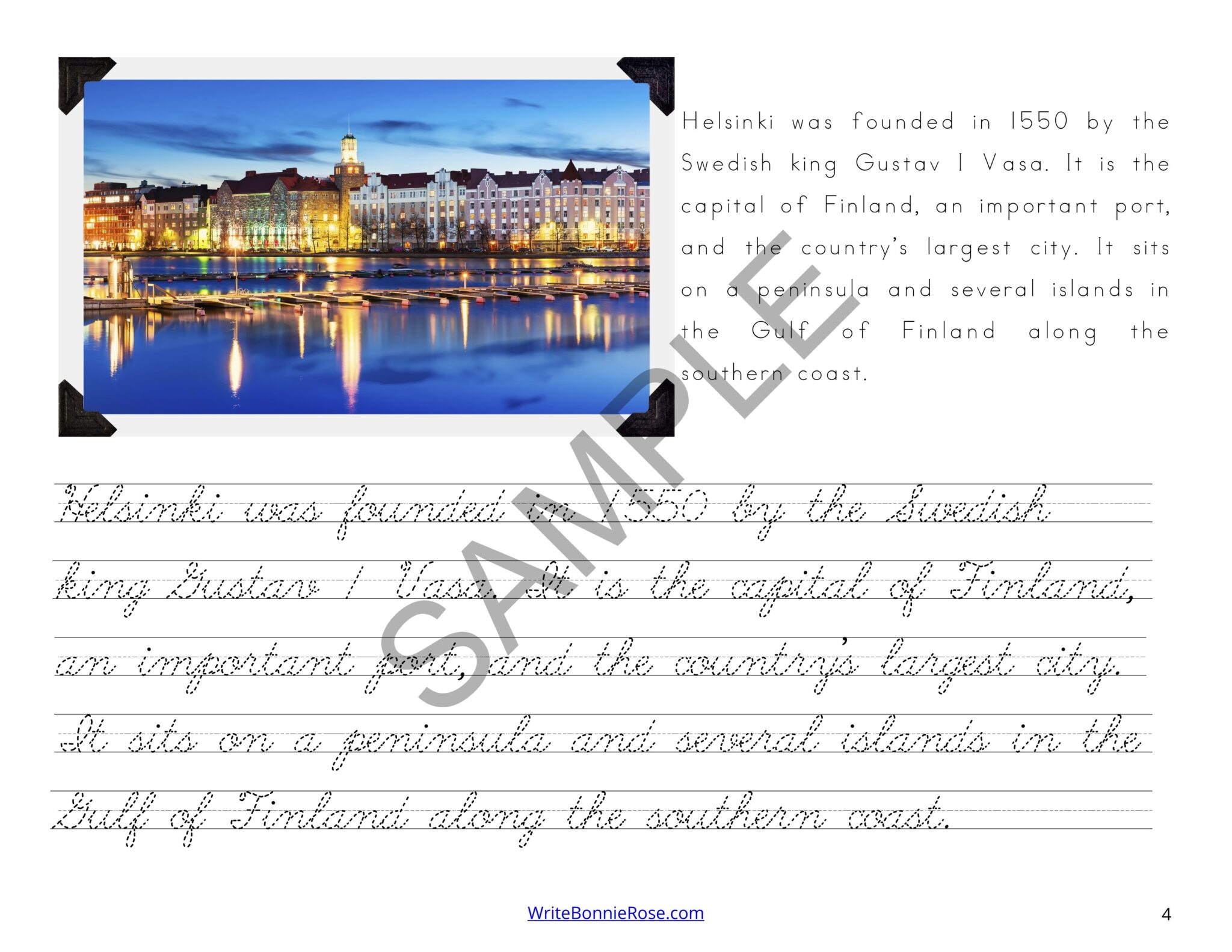 My Book About Finland with Cursive Copywork | Made By Teachers