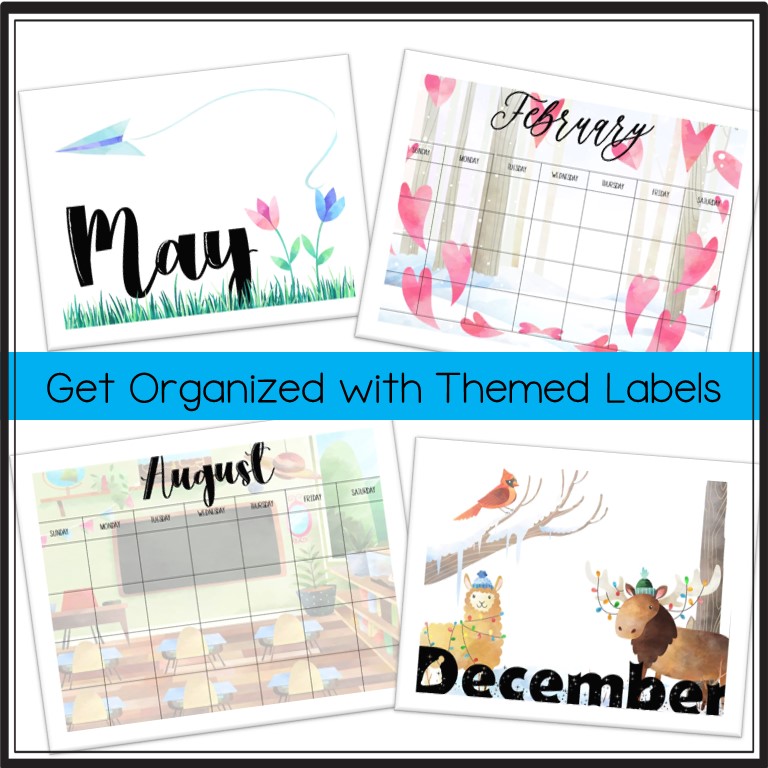 Month Bin Labels with matching Blank Calendars | Made By Teachers