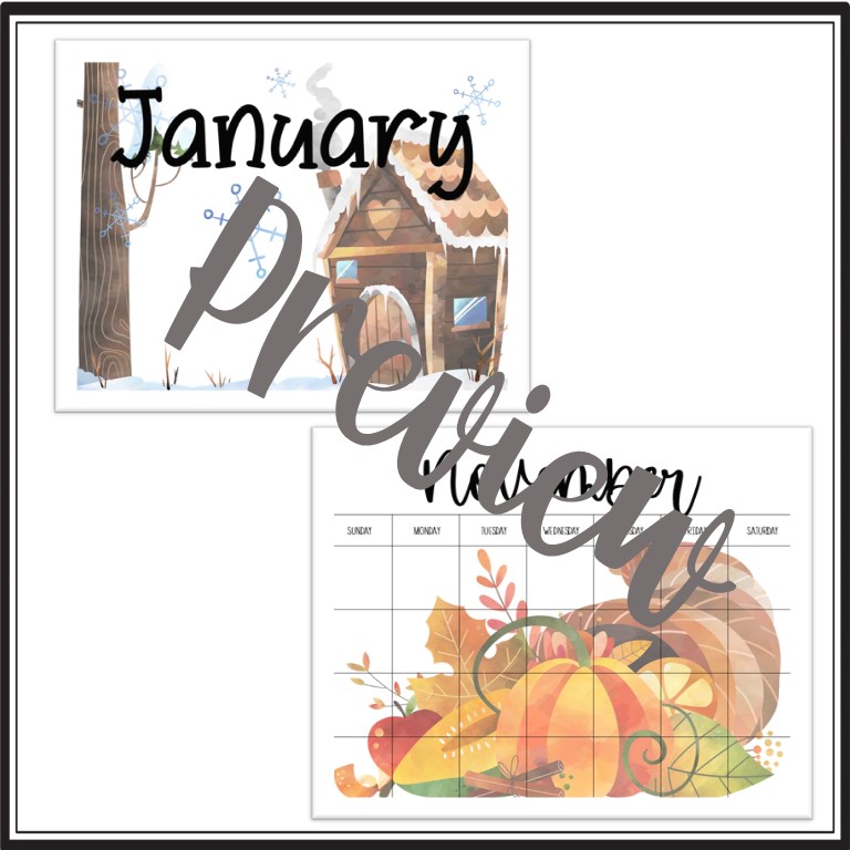 Month Bin Labels with matching Blank Calendars | Made By Teachers