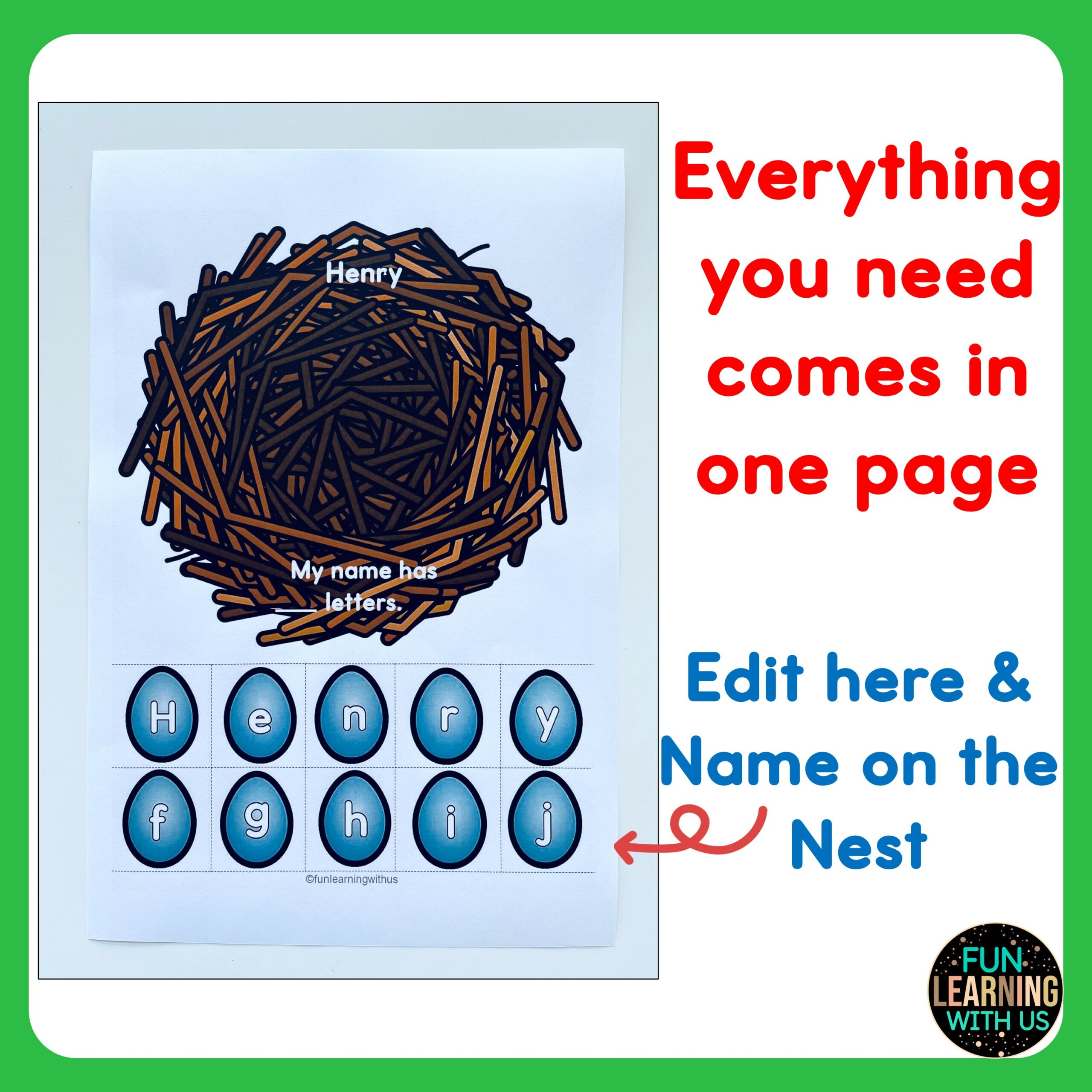 Spring Bird Eggs Name Craft | Seasonal Editable Name Activity | Made By ...