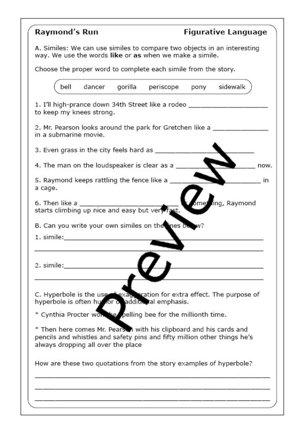 Toni Cade Bambara "Raymond's Run" worksheets | Made By Teachers