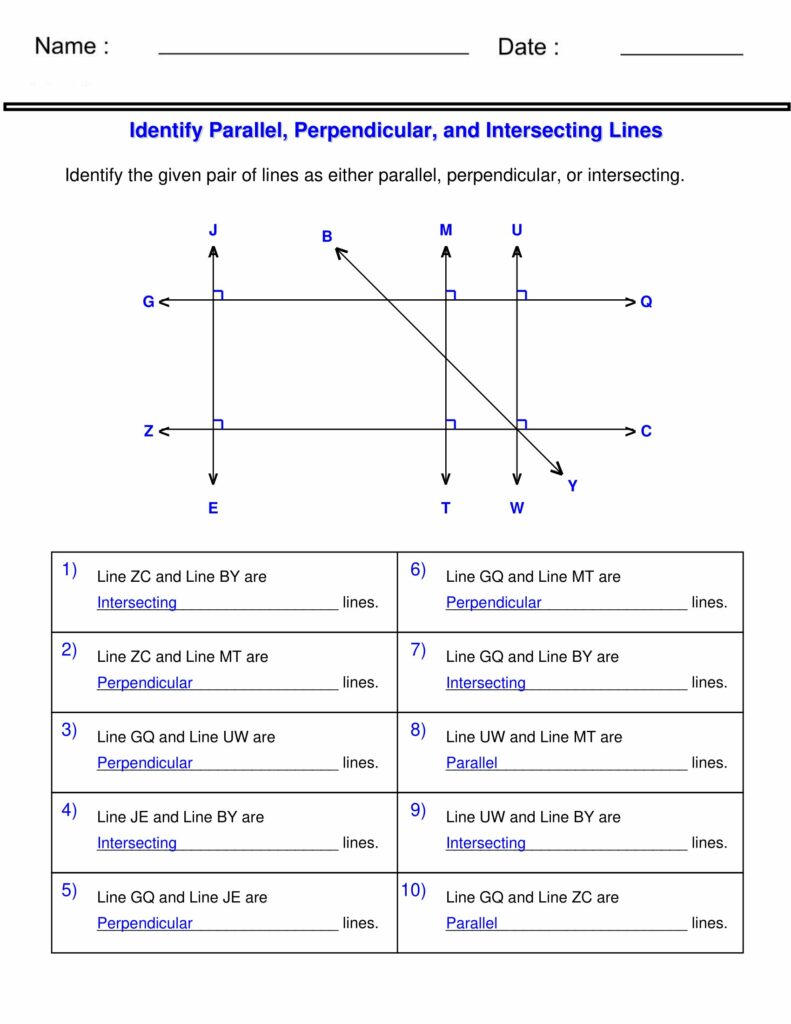 Identifying Parallel, Perpendicular, & Intersecting Lines from a Graph ...