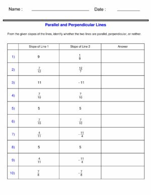 Given Slope Identify Parallel and Perpendicular Lines Worksheets | Made ...
