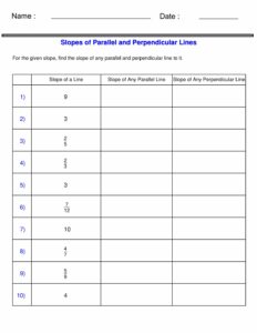 Find Slopes for Parallel and Perpendicular Lines Worksheets | Made By ...