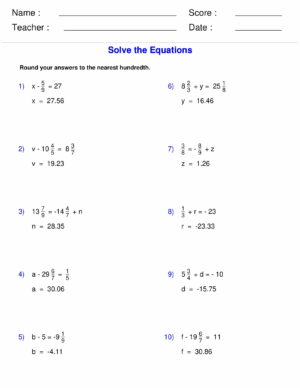 Solving One Step Equations with Fractions Worksheets - Algebra | Made ...