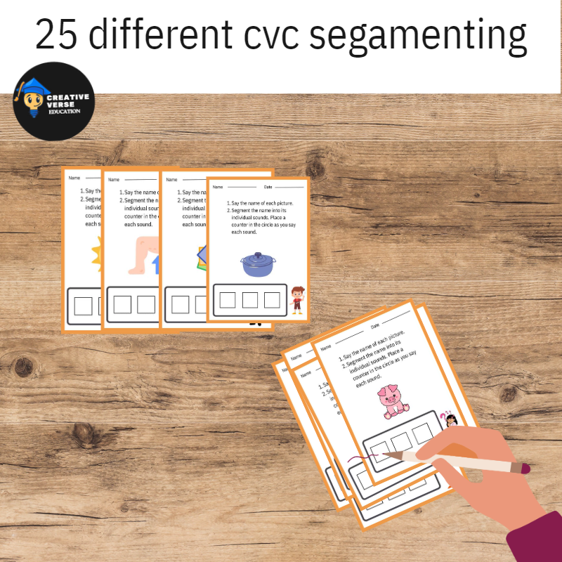 Colorful CVC Segmenting Phonemic Awareness Task Cards | Made By Teachers