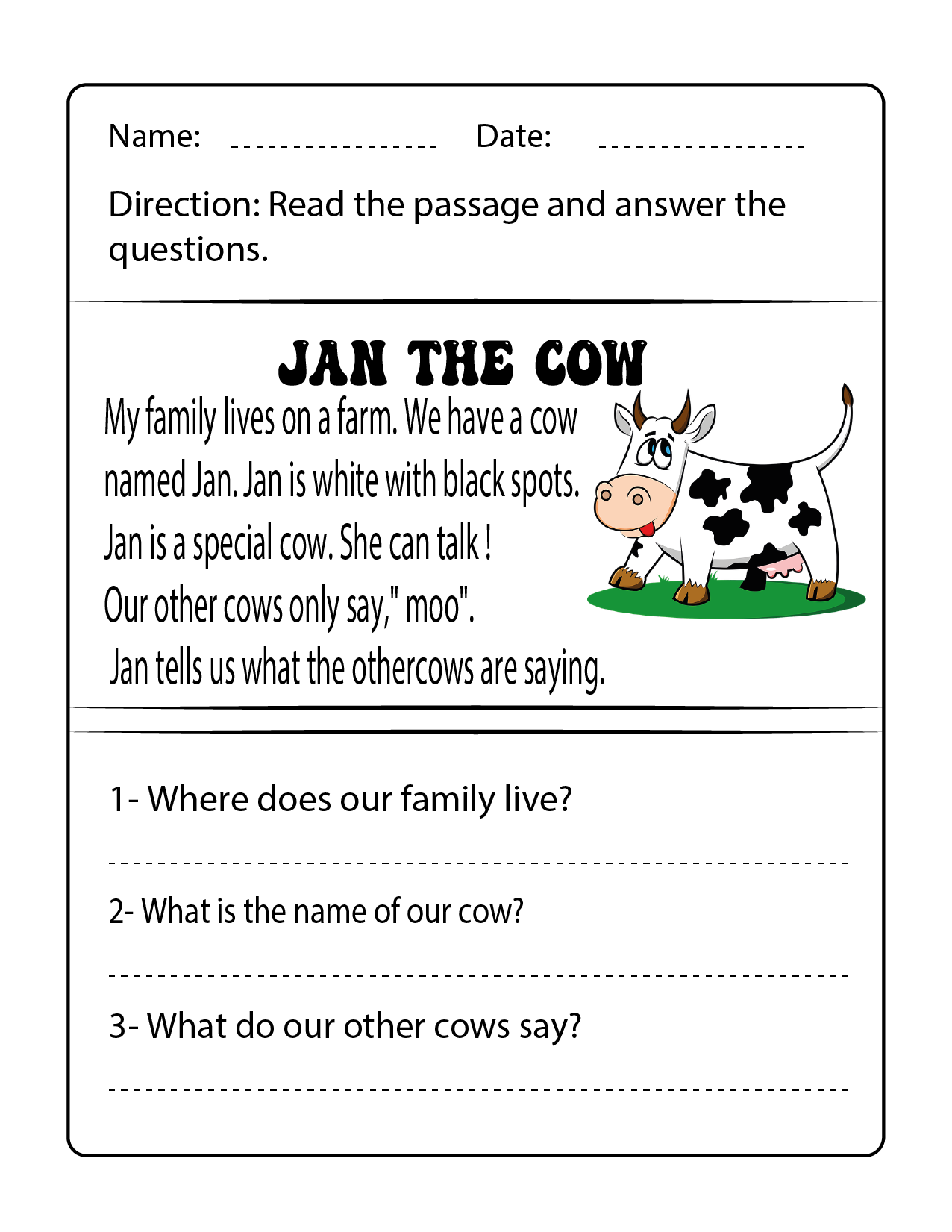 Reading Comprehension Passages Worksheets Activity | Made By Teachers