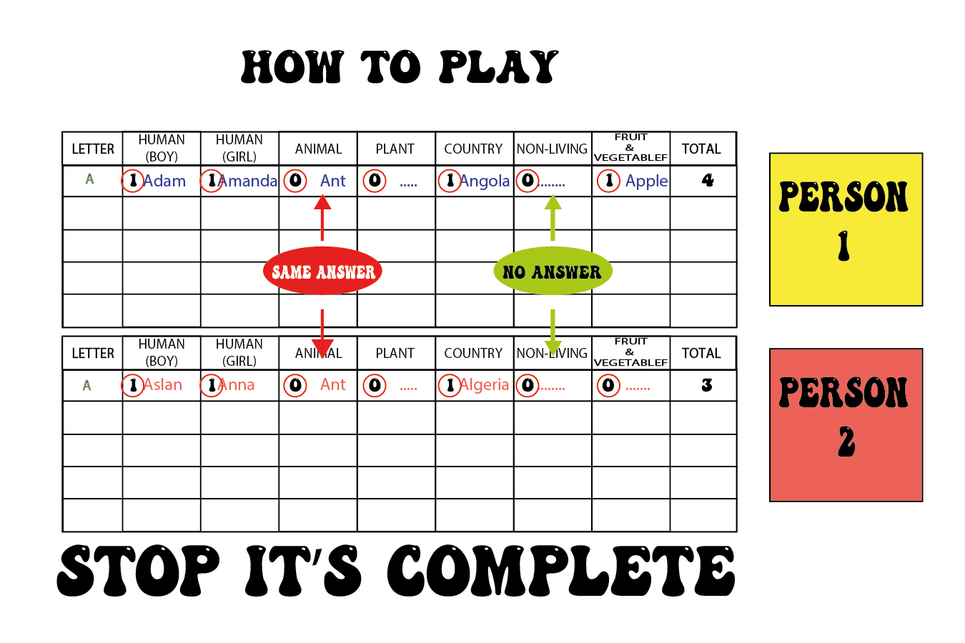 STOP IT'S COMPLETE Game & Activity (Family, friend, School Activity ...