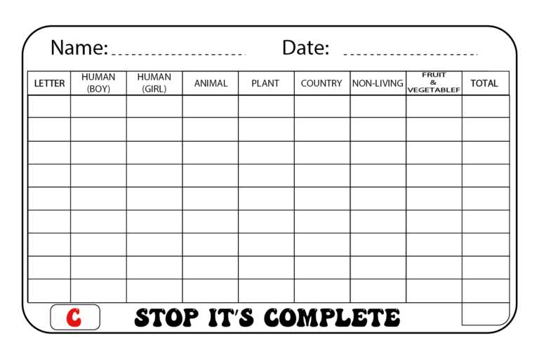 STOP IT'S COMPLETE Game & Activity (Family, friend, School Activity ...