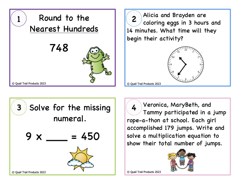 Grade 4 Springtime Math Task Cards | Made By Teachers
