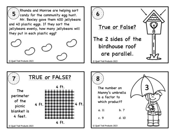 Grade 4 Springtime Math Task Cards | Made By Teachers