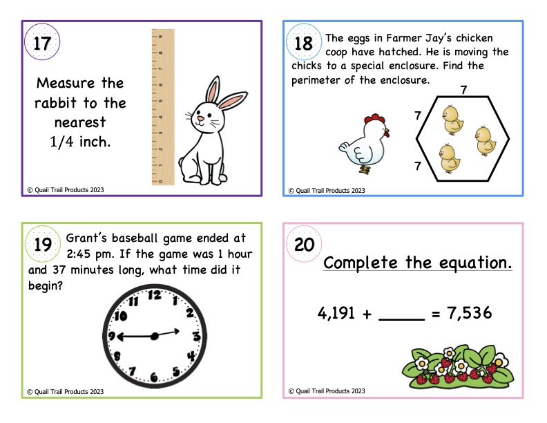 Grade 4 Springtime Math Task Cards | Made By Teachers