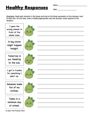 Social/Emotional Worksheets and Activities - Dinosaur Theme | Made By ...