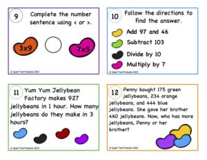 Grade 3 Jellybean Math Task Cards | Made By Teachers