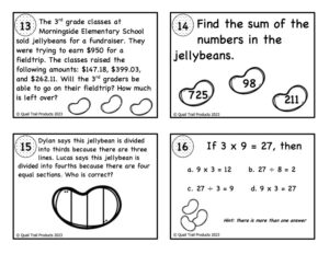 Grade 3 Jellybean Math Task Cards | Made By Teachers