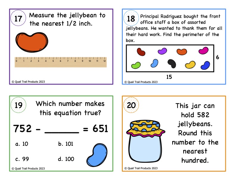 Grade 3 Jellybean Math Task Cards | Made By Teachers