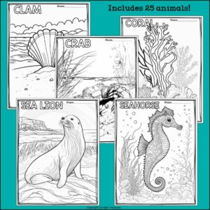 Ocean Animals Research Posters, Coloring Pages - Animal Research ...