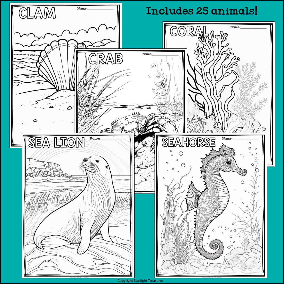 Ocean Animals Research Posters, Coloring Pages - Animal Research ...