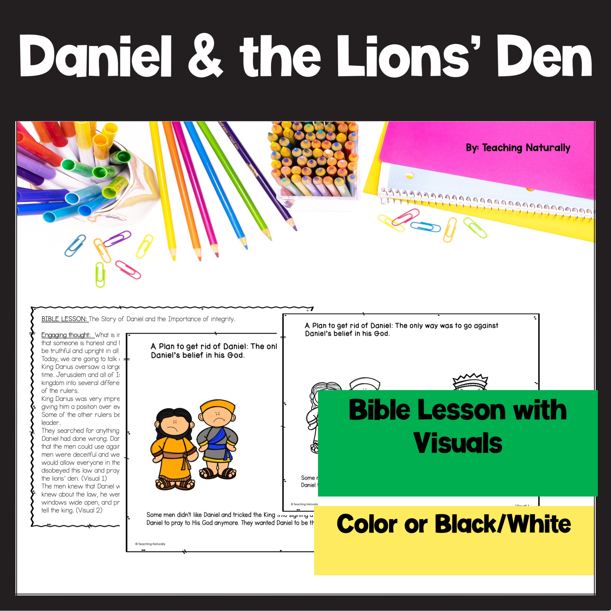 Daniel and the Lions' Den Bible Lesson and Activities 1st 2nd Primary ...