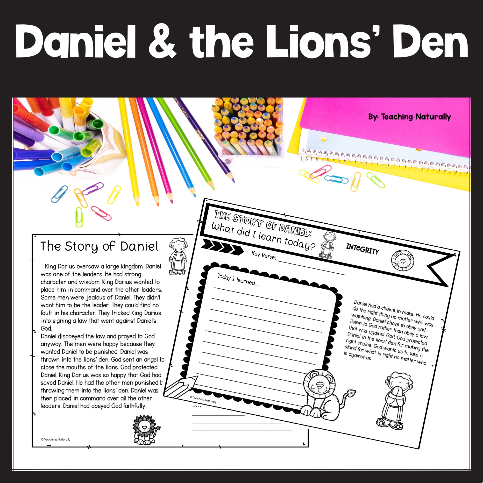 Daniel and the Lions' Den Bible Lesson and Activities 1st 2nd Primary ...