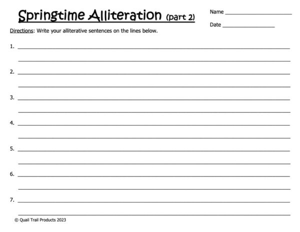 Springtime Alliteration Worksheets | Made By Teachers