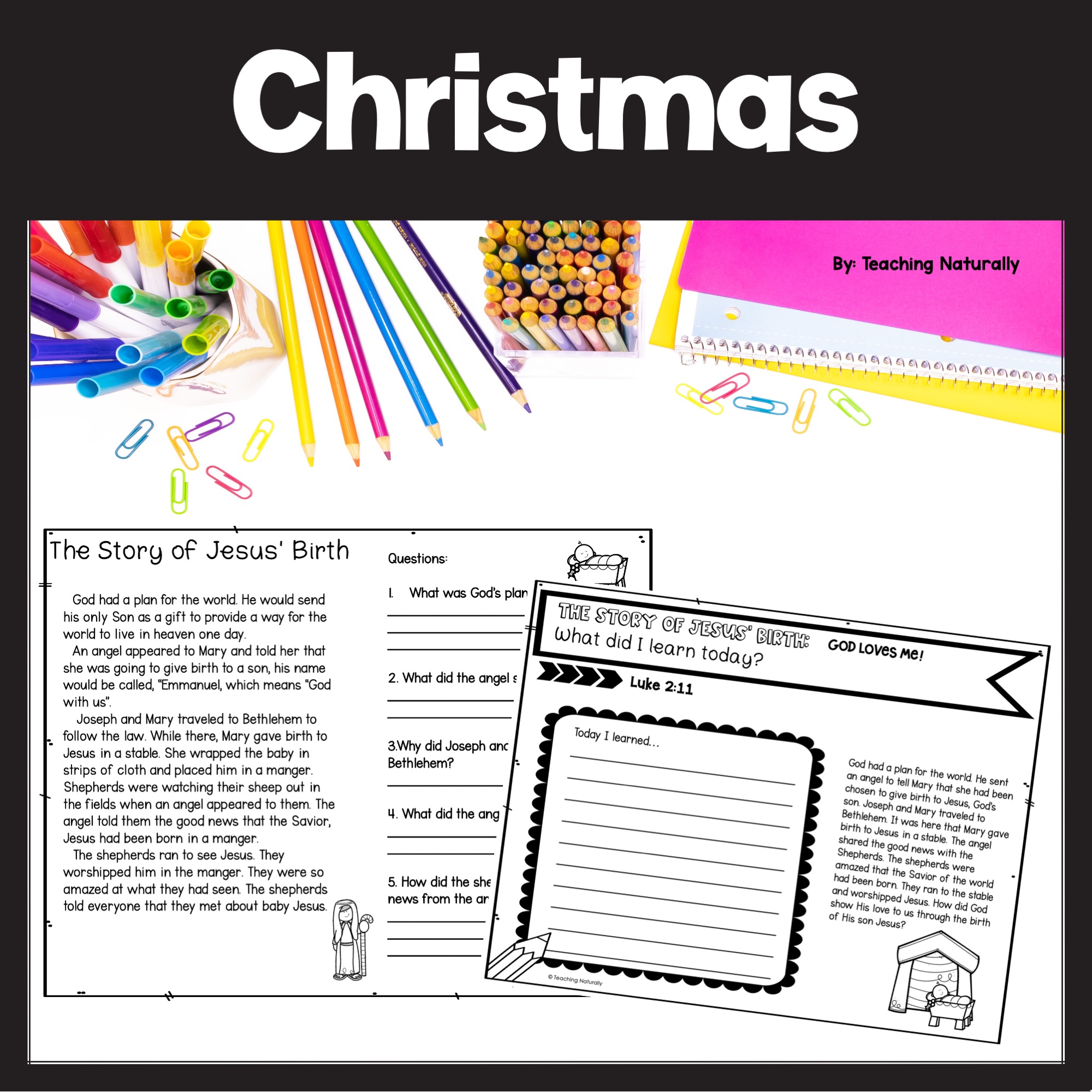 Christmas Bible Lesson & Activities 1st 2nd Primary Grades | Made By ...