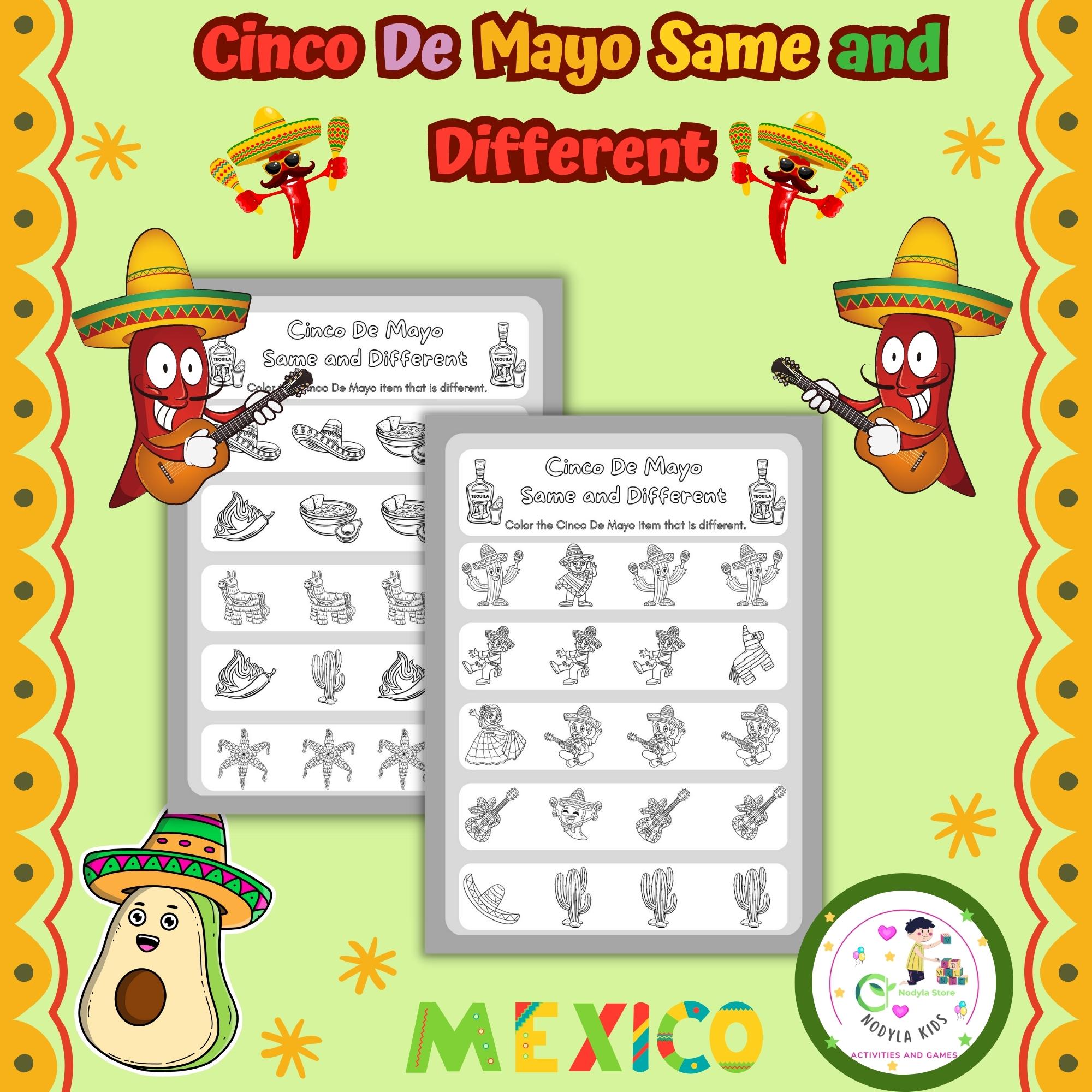 Cinco de Mayo Activity Book | Similar and different coloring | Count ...