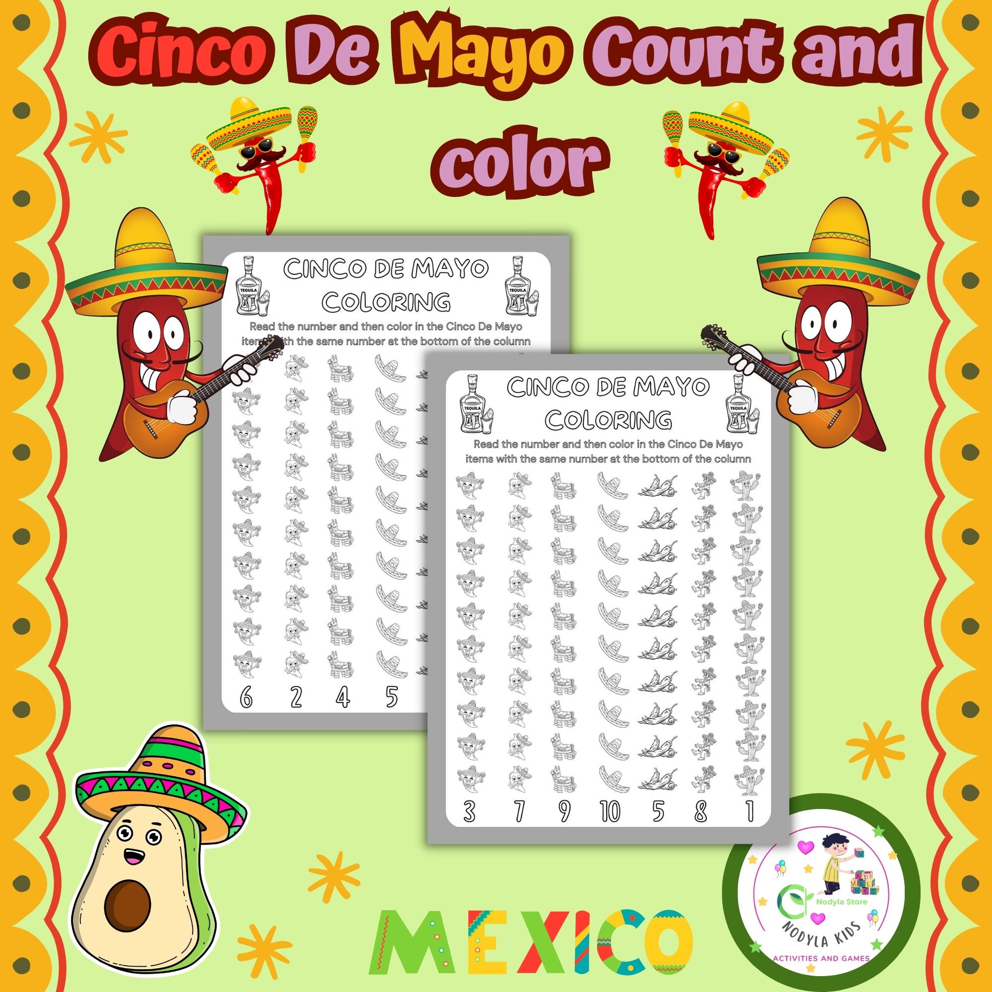 Cinco de Mayo Activity Book | Similar and different coloring | Count ...