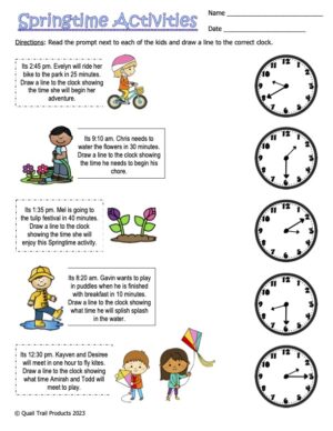 Elapsed Time Worksheets - Spring Theme | Made By Teachers