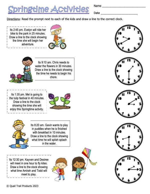 Elapsed Time Worksheets - Spring Theme | Made By Teachers