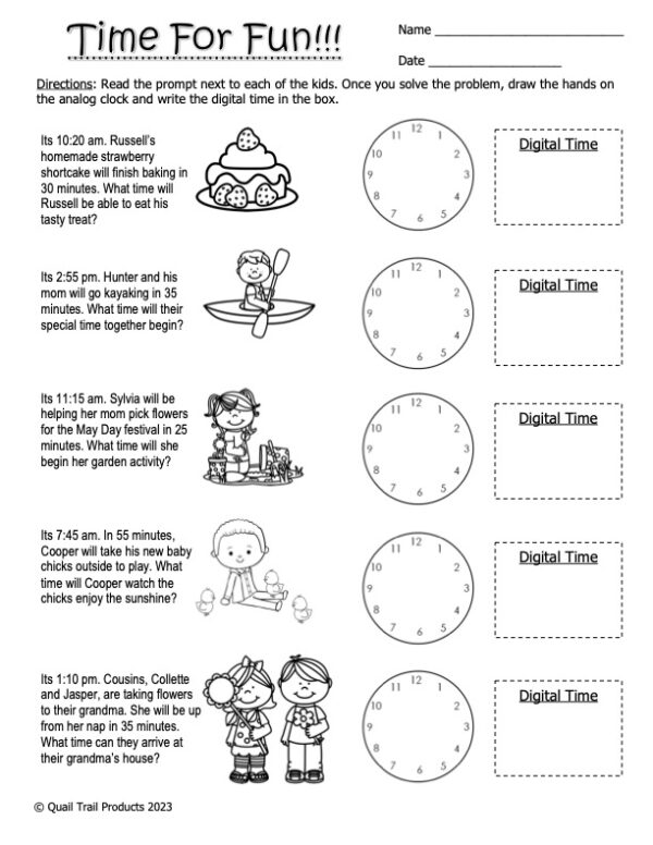 Elapsed Time Worksheets - Spring Theme | Made By Teachers