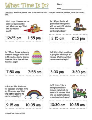 Elapsed Time Worksheets - Spring Theme | Made By Teachers