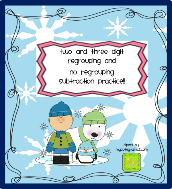 Two and Three Digit Subtraction Regrouping and No Regrouping Practice ...