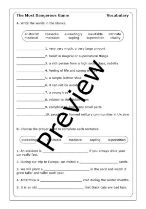 Richard Connell "The Most Dangerous Game" worksheets | Made By Teachers