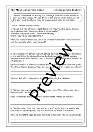 Richard Connell "The Most Dangerous Game" worksheets | Made By Teachers