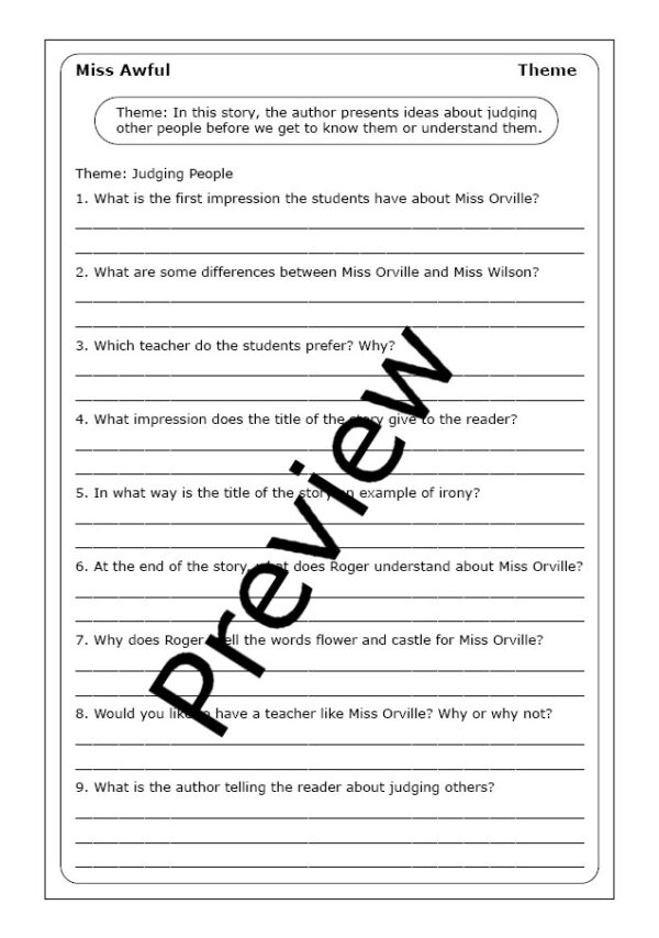 Arthur Cavanaugh "Miss Awful" worksheets | Made By Teachers