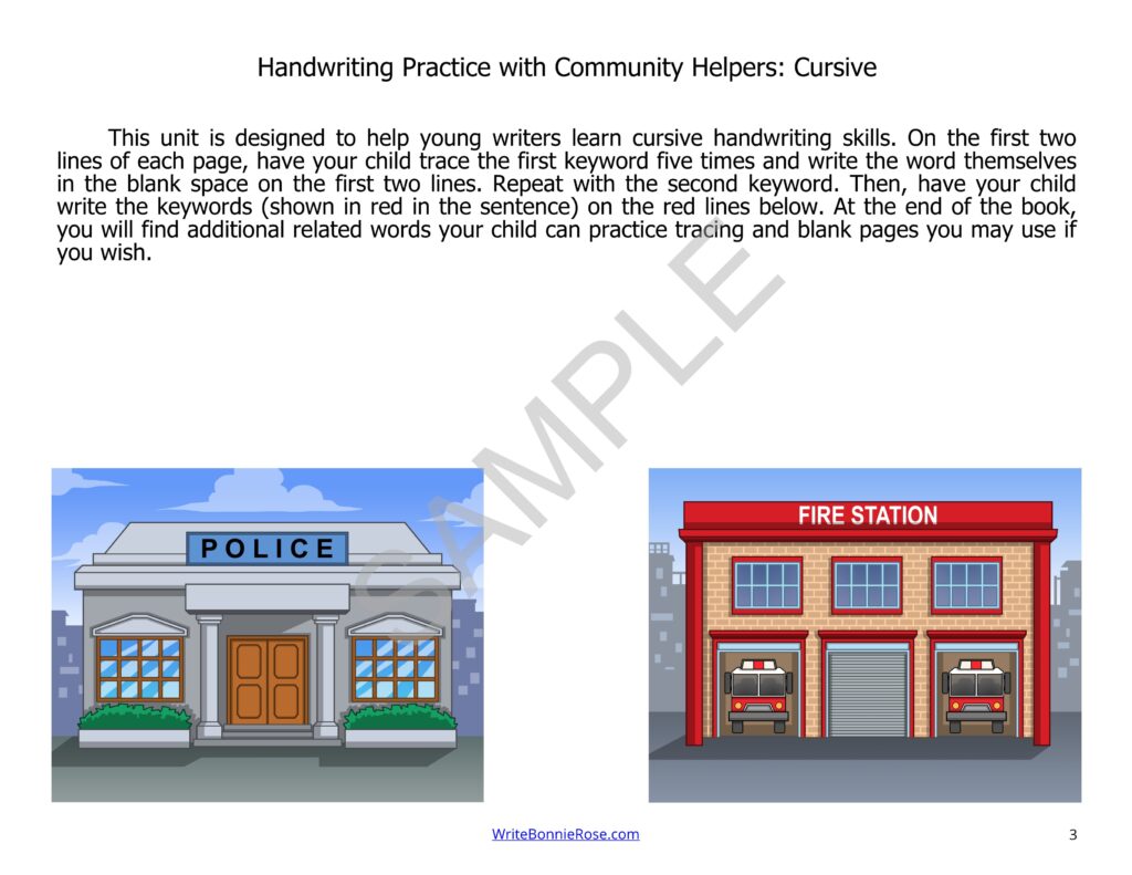 Handwriting Practice with Community Helpers: Cursive | Made By Teachers