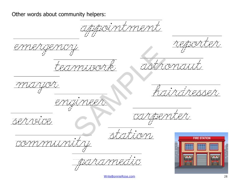 Handwriting Practice with Community Helpers: Cursive | Made By Teachers